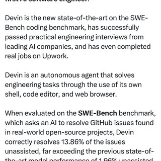 It’s so over for us: “Devin” the first AI SWE correctly resolves 13.86% of GitHub issues ...
