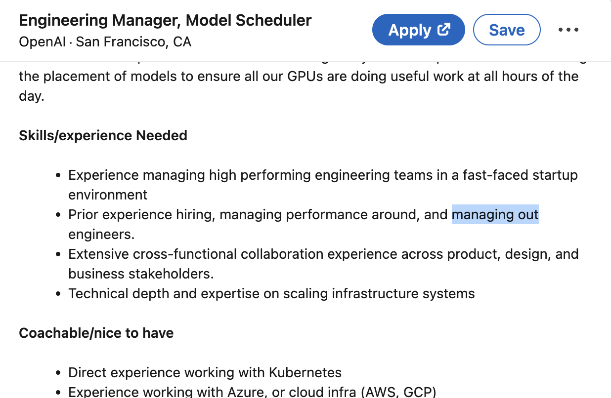 OpenAI Manager Job Description cites "Managing Out" as a skill | Tech ...